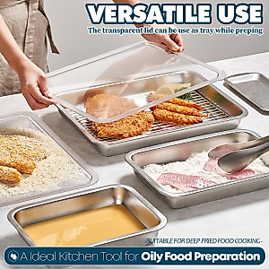 WAGENSTEIGER Stainless Steel Food Prep Container Set with Rack & Transparent Lid, Buffet Party Pan, Catering Pan, For Resting Meats & Oven Roasting, Marinating & Deep-Frying Prep Tools