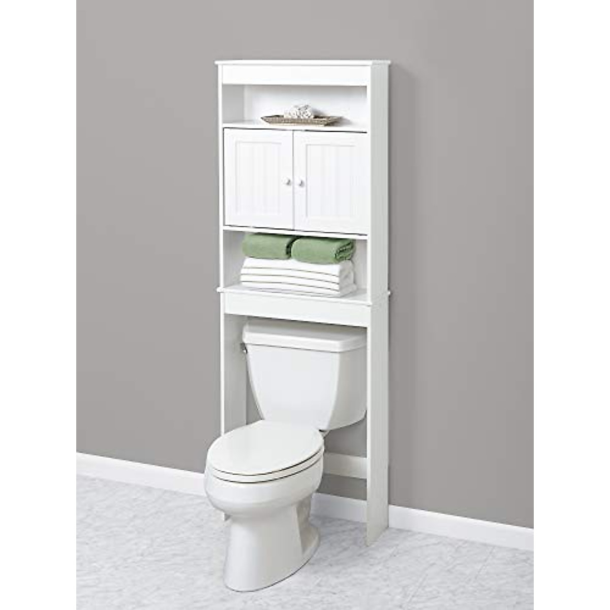 Zenna Home Cottage Over-The-Toilet Bathroom, 3 Shelf spacesaver, White