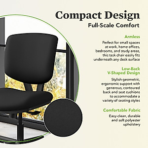 The HON Company GA90.T HON Volt Task Armless Office Chair for Computer Desk, Navy/Blue (H5703), Synchro-Tilt