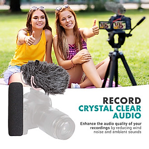 Movo WS-G7 Foam and Furry Indoor, Outdoor Microphone Windscreen Combo Pack - Custom Fit for Rode VideoMic Go