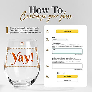 Personalized 15oz Wine Glass Engraved with Your Custom Text - Customized Gifts, Unique Birthday Gift, Bridesmaid Gift, Custom Gifts for Women or Men (15oz Wine)