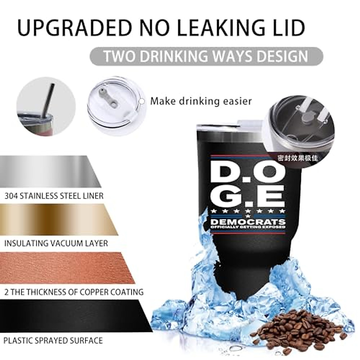 D.O.G.E Democrats Officially Getting Exposeds Funny Political Tumbler With Lids For Friends