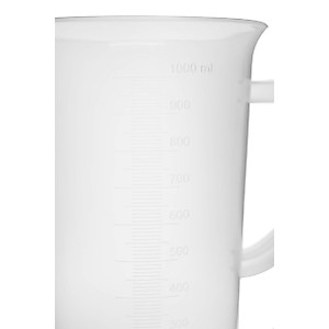 EISCO Plastic Pitcher, 1000mL (1L) - Molded Graduations - Chemical Resistant & Autoclavable Polypropylene - Measuring Jug