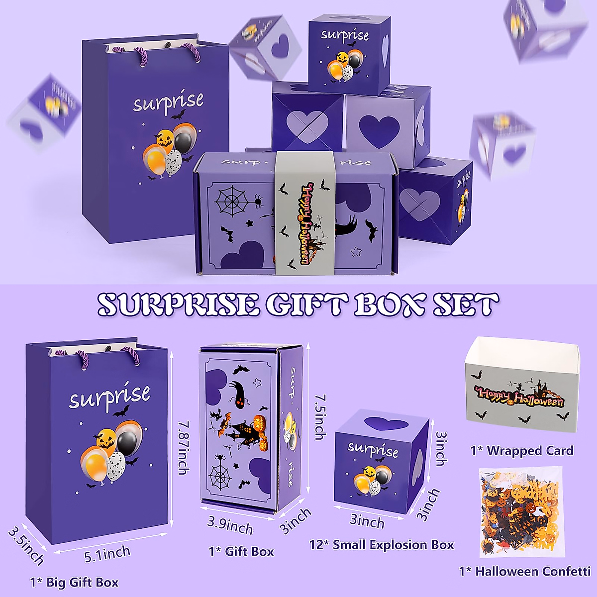 Halloween Surprise Gift Box Explosion, Happy Halloween Exploding Gift Box, Funny Money Box for Cash Candies Gift, for Kids Women Men Best Friend Girlfriend Wife Sister