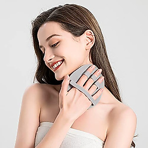 2 Pack Soft Silicone Shower Brush, Body & Face & Short Hair Wash, Bath Exfoliating Skin Massage Scrubber, Dry Skin Brushing Glove Loofah, Fit for Sensitive and All Kinds of Skin (Blue+Gray)