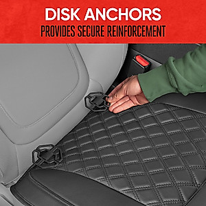 Motor Trend Car Seat Cushion, 2 Pack - Diamond Stitched Faux Leather Seat Covers for Cars Trucks SUV, Black Padded Car Seat Covers with Storage Pockets, Premium Automotive Seat Covers for Front Seats