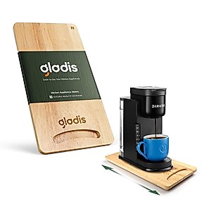 Kitchen Appliance Sliding Tray, [Upgraded Premium Rubber Wood] Gladis Countertop Slider under Cabinets, Easily Pull Out Rolling Tray for Keurig Single Cup, Cold Brew, Single Serve Coffee Maker