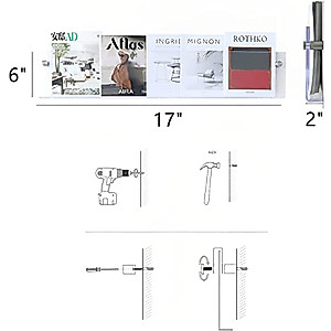 2-Pack Acrylic Magazine Holder Brochure Holder, 17" Record Holder Magazine Rack, Fashion Hanging Bookshelf Literature Storage Rack for Waiting Room, Living Room, Office, Clear 17 Inch