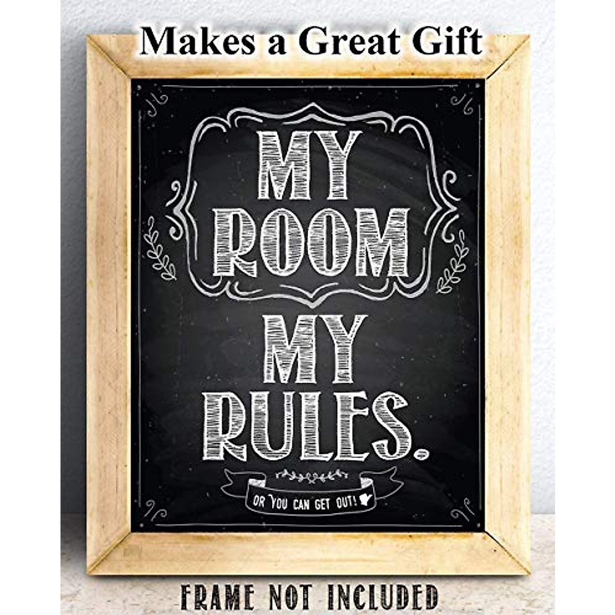 My Room My Rules - 11x14 Unframed Cool Art Print Posters for Teens - Cute Decor for Teen Room Aesthetic, Stuff for College Dorm Room Essentials - Cheap Gift Under $15