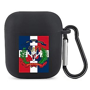 Flag of The Dominican Republic Silicone Protective Case Cover Skin Accessories with Carabiner Keychain, Compatible with Apple AirPods 2&1 Shockproof