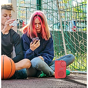 Portable AM/FM Pocket Radio With Built-In Speaker, Red