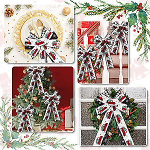 AnyDesign 30 Yards Christmas Wired Edge Ribbon 2.5 Inch Black White Buffalo Plaids Fabric Ribbon Xmas Tree Santa Snowflake Craft Ribbon for Holiday Wrapping DIY Making Bow Wreath