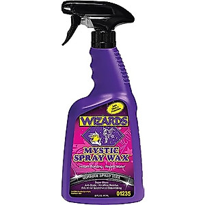 Wizards Spray Mystic Wax - Slick Finish Detailer and Glass Cleaner For Car Detailing Kit - Durable Spray Wax and Ceramic Boost - Repels Water and Protects With No Residue - 22 oz - Made in USA