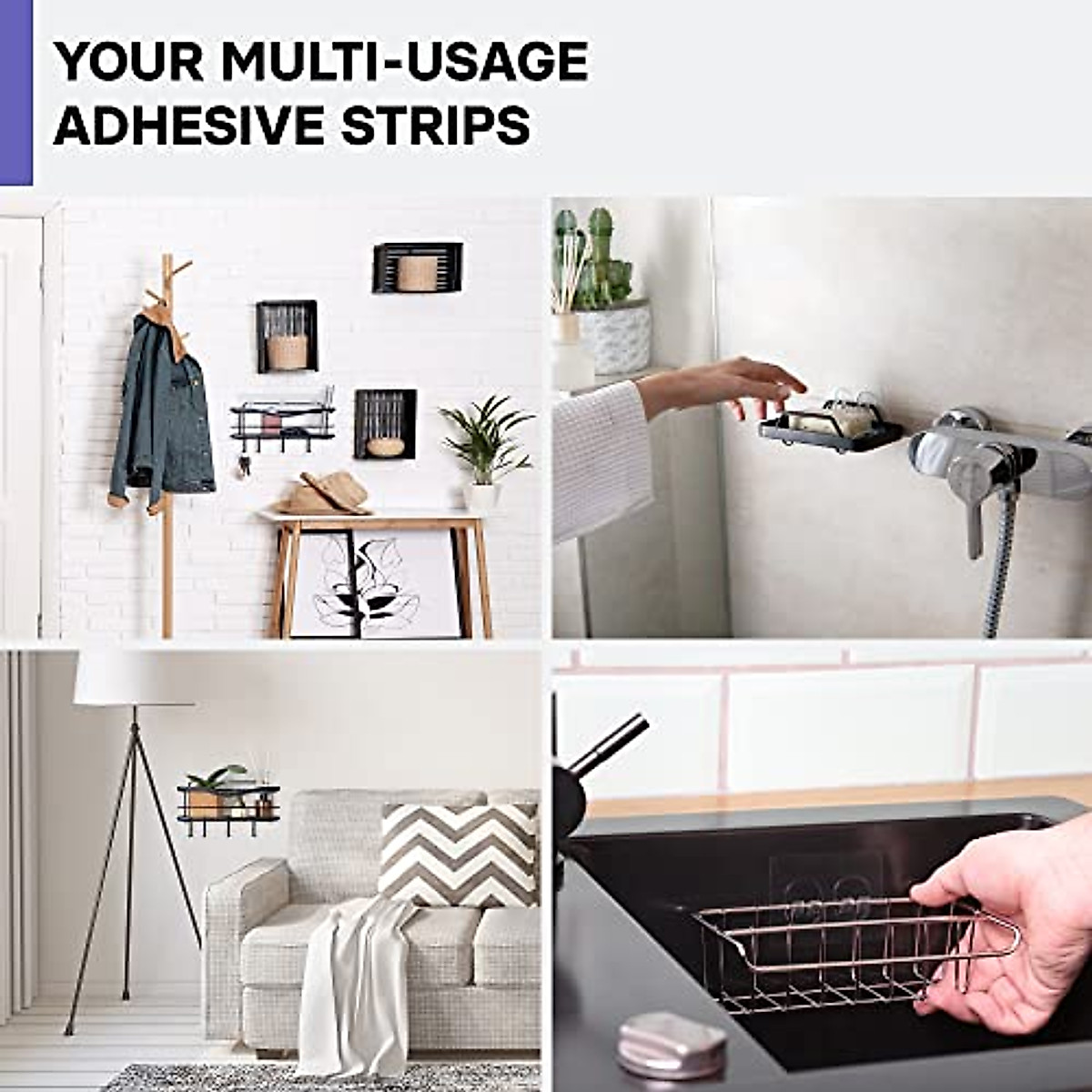 KINCMAX 2 Packs Strong Sticky Waterproof Heavy-Duty Sponge Holder Adhesives Nail Free Transparent Adhesive Pads for Kitchen Sink Organizers, Sink Brush Holder, Soap Dishes