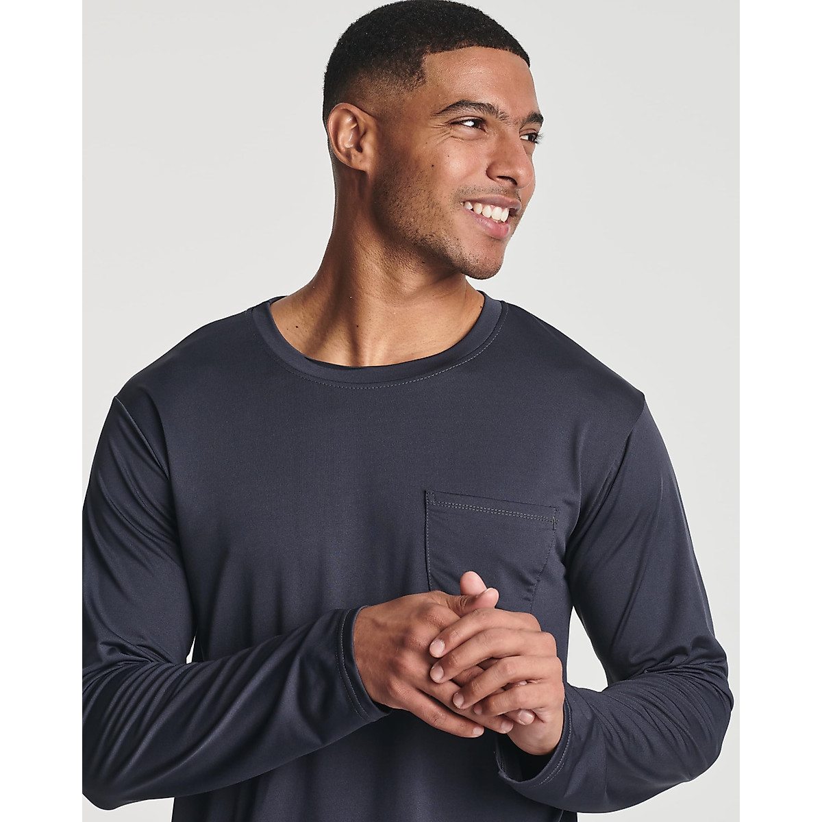 4 Pack:Men’s Long Sleeve Pocket T-Shirt Workout Quick Dry Crew UPF Sun Fishing Dri Fit Gym Tee Athletic Active Performance Casual Wicking Exercise Running Cool Sport Training Undershirt Top Set 7, XL