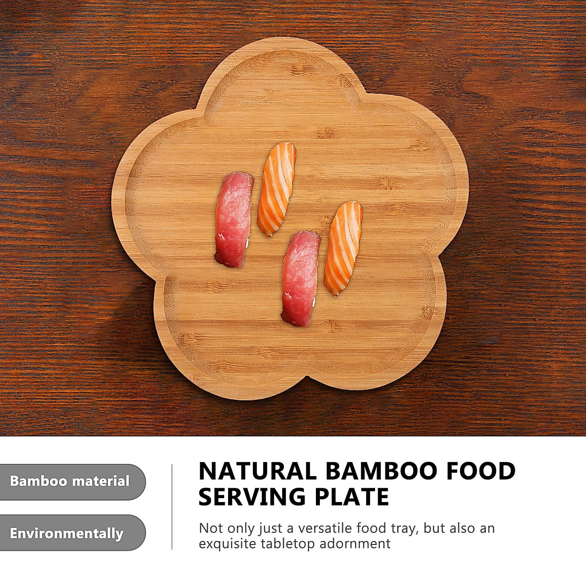 Hemoton Wood Serving Tray Flower Shaped Dessert Plate Food Tray Dinner Plate Serving Platter Appetizer Plates for Steak Fish Seafood Cooking Baking Yellow