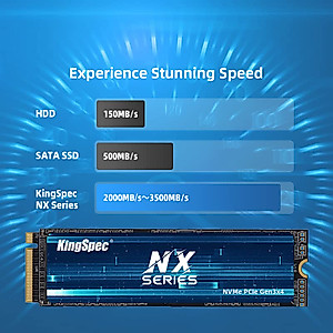 KingSpec 2TB M.2 NVMe SSD, PCIe 4.0 NVMe Gen3 SSD, Gaming SSD, 2280 Internal Solid State Drive,3D NAND Internal Hard Drive (R/W Speeds up to 3500/3200 MB/s) Compatible with Laptop & PC Desktop