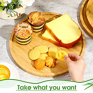 3 Pcs Bamboo Serving Tray Round Bamboo Tray Round Wood Plates Wooden Serving Platter Charcuterie Serving Board with Rim for Kitchen Counter Home Dinning Coffee Table Fruit Bread Plant Pot (11.8 Inch)