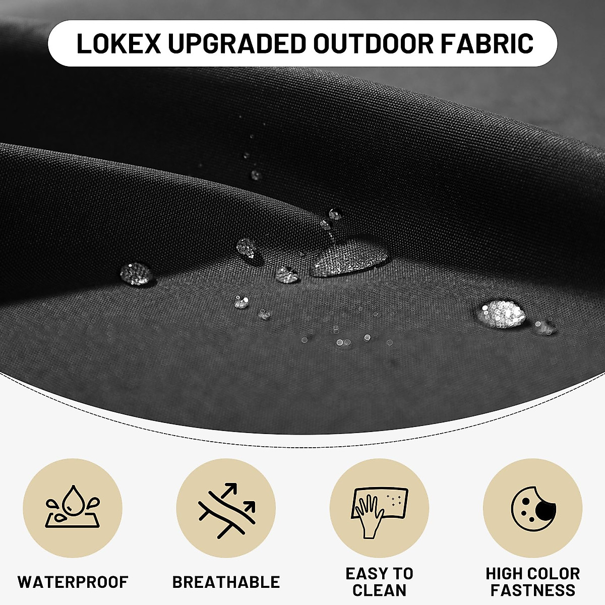 Lokex Chaise Lounge Cushions Outdoor, Waterproof Removable Chaise Lounge Cushion, 72x21x3 Inch Lounge Chair Cushions for Outdoor Furniture Comes with Lace-up Straps and Anti-Slip Bottom