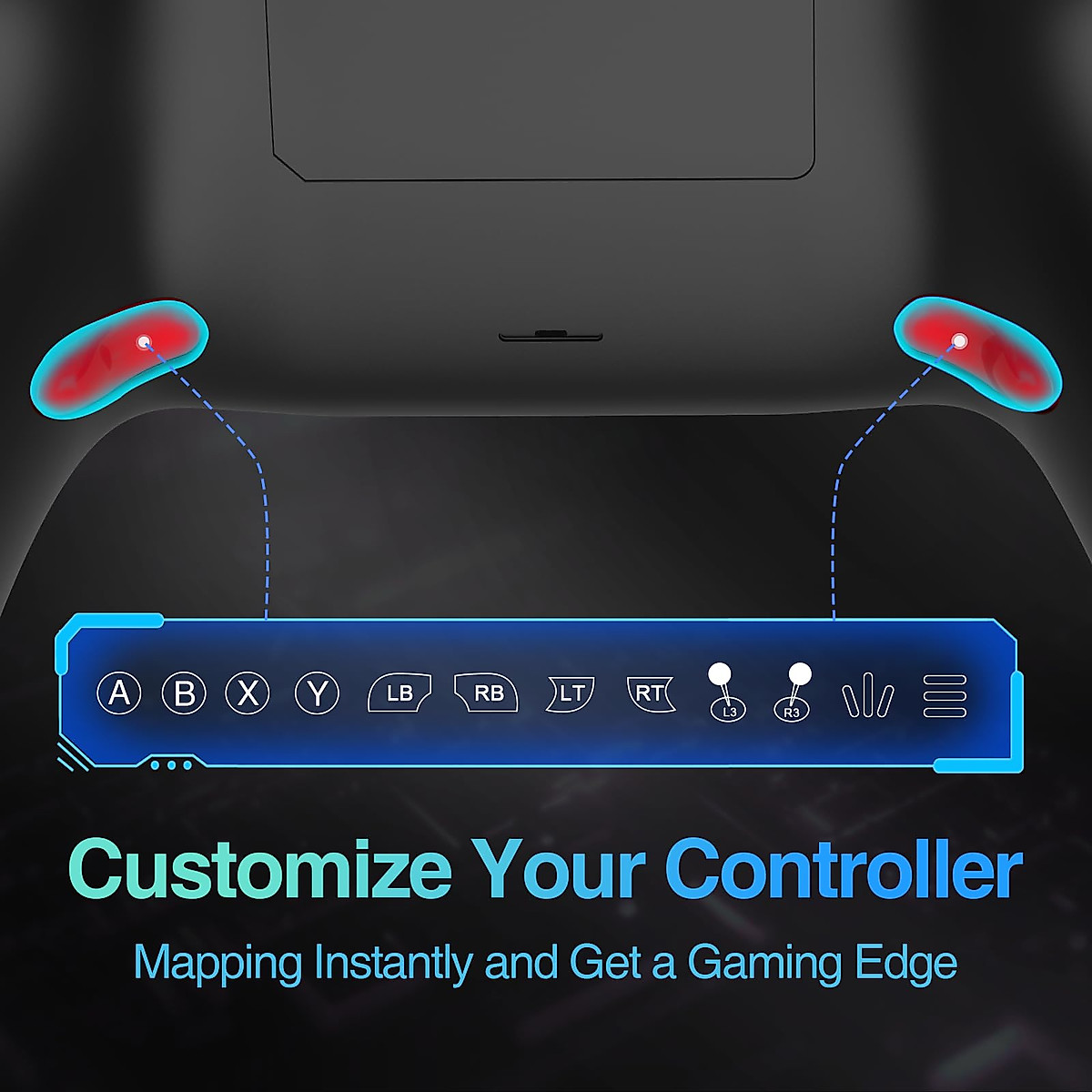 AUGEX Wireless Controller for PS4, PS5, PC & Phone, Gamepad with Turbo, Remappable Buttons, Ergonomic Design, Black