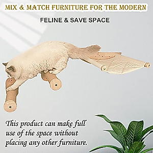 Cat Wall Shelves, Cat Hammock Wall Mounted Shelf with 2 Steps Cat Climbing Shelf and Sisal Cat Rope Scratching Post Cat Wall Furniture Cat Bridge Ladder Wooden Cat Wall Bed up to 20 lbs