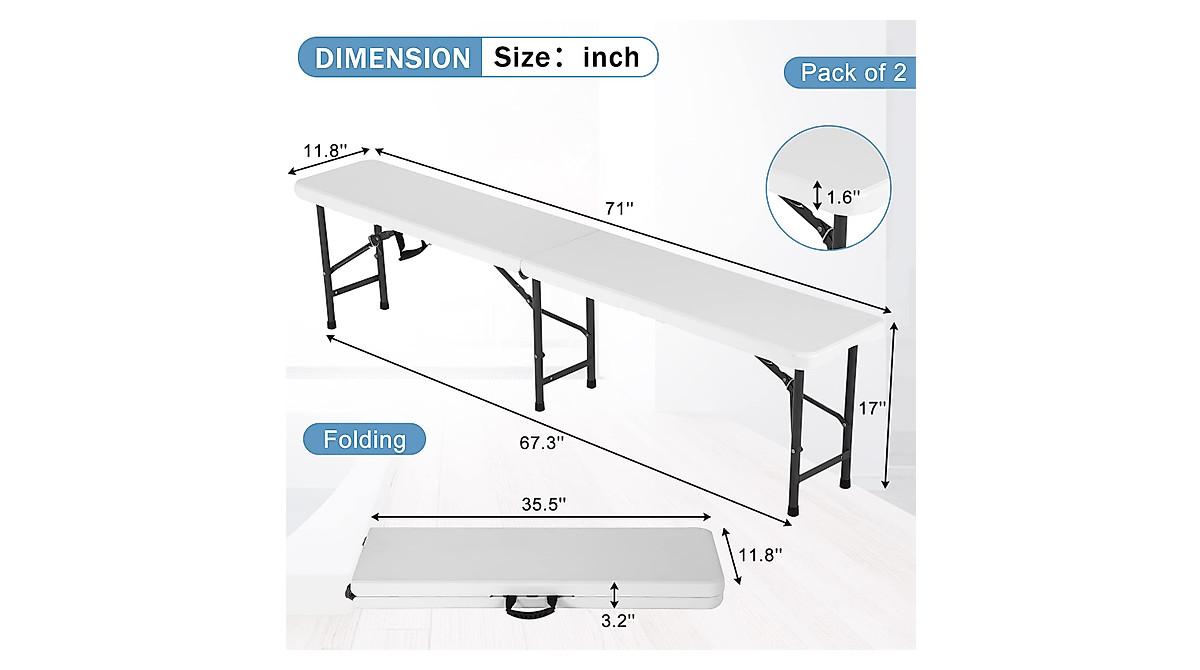Portable 6ft Folding Benches - Perfect for Outdoor Fun
