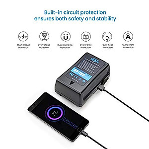 REYTRIC 154Wh(10400mAh) V Mount/V-Lock Battery with D-tap Output Charger and D-Tap Cable Compatible Video Camera Camcorder Broadcast LED Light Replacement Brick for DSLR