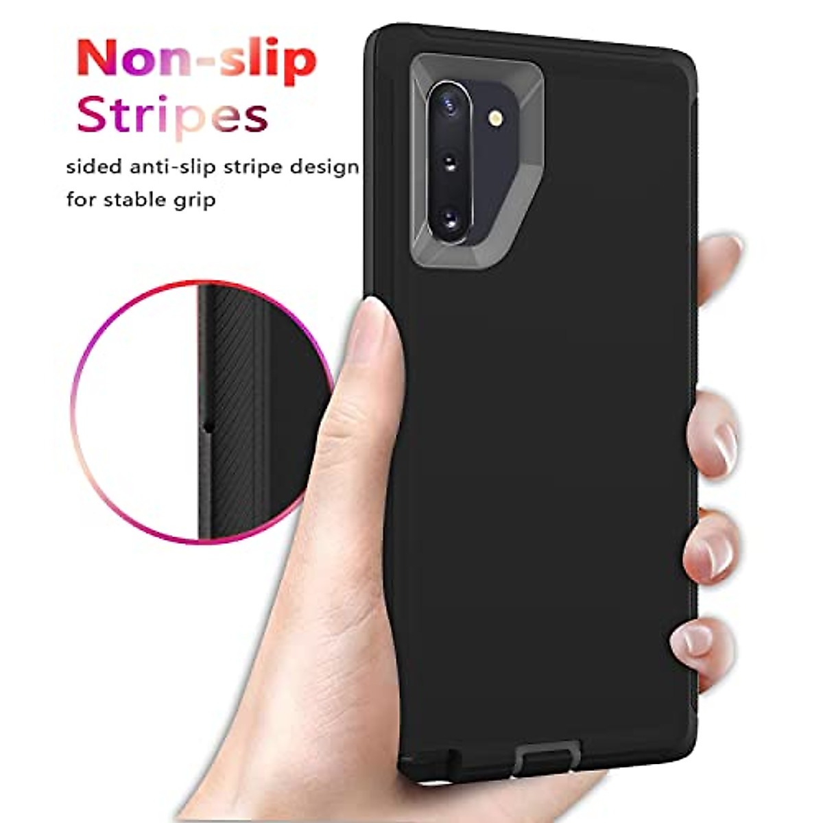 Guirble for Samsung Galaxy Note 10 Plus Case,Shockproof Dropproof Galaxy Note 10 Plus Case,Heavy Duty Protective for Samsung Note 10 Plus Case 6.8 Inch(Black/Gray)