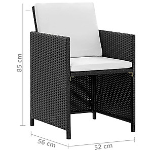 5 Piece Outdoor Dining Set with Cushions | Patio Dining Set | Garden 1 Glass Top Dining Table and 4 Rattan Chairs for Backyard, Poolside and Yard | Black Poly Rattan with Steel Frame