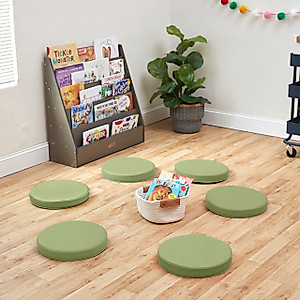 ECR4Kids SoftZone Floor Cushions with Handles, 2" Deluxe Foam, Round, Fern Green, (6-Pack)