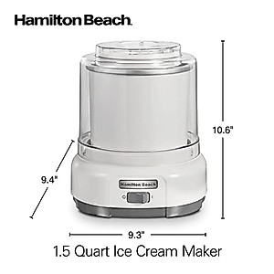 Hamilton Beach Electric Automatic Ice Cream Maker, Frozen Yogurt, Sorbet, Custard 1.5 Quart, White (68880)