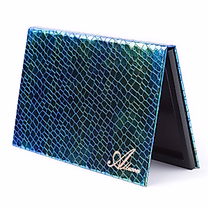 Allwon Magnetic Palette Mermaid Empty Makeup Palette with Mirror and 30Pcs Adhesive Empty Palette Metal Stickers for Eyeshadow Lipstick Blush Powder (Green)