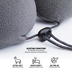 Grand Trunk Hooded Travel Pillow: 360 Neck and Head Support, High-Grade Memory Foam, Adjustable Light-Blocking Hood, Carry Bag Included - Perfect for Car or Airplane Sleeping