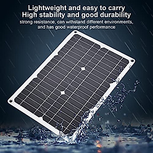 20W 20V Solar Panel, Strong Resistance Versatile Waterproof Good Output Efficiency Monocrystalline Silicon Solar Panel for Car Batteries