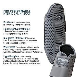 Professional's Choice Pro Performance Hybrid Splint Boot | Durable Pro Mesh Outer Layer | Integrated Strike Area | Exercise or Turnout | Waterproof | Front or Hind Legs | Charcoal Large