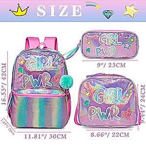 HTgroce Girls Backpack with Lunch Box Kindergarten Backpack for Girls Elementary Bookbag for Students School Preschool Toddler Backpack Set Girls Preschool School Bag with Lunch Box Pencil Case