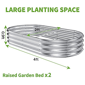 2 Pcs Galvanized Raised Garden Beds- 4×2×0.9ft,Clearance Metal Raised Planter Boxes, Stainless Steel Planter Raised Beds Outdoor Raised for Vegetables Flowers Fruits, Raised Garden Beds-Silver