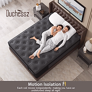 Duchessz King Mattress, 12 Inch Hybrid Mattress Black with Gel Memory Foam and Individually Pocket Innerspring Euro Top Mattress Medium Firm for Motion Isolation, Edge Support, 100 Night Trial