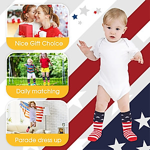 Haysandy Kids 4 Pairs American Flag Socks Cotton Independence Day Socks USA Knee High Socks for Girls Boys Baby Toddler (4-6 Years)