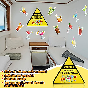 Hoteam 13 Pcs Tropical Drink Cruise Door Decorations Personalized Funny Magnetic Cruise Decorations Magnet Summer Drink Cruise Door Magnets for Carnival Birthday Essential Ship (Warning Cocktail)