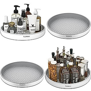 10 Inch Non Skid Lazy Susan Organizer, Spice Rack Organizer, Lazy Susan Turntable, Turntable Rack for Cabinet, Pantry Organization and Storage, Kitchen, Fridge, Bathroom Makeup, 4 Pack