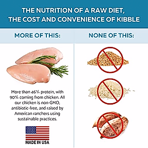 Ketona Chicken Recipe Adult Dry Dog Food, Natural, Low Carb (only 5%), High Protein (46%), Grain-Free, The Nutrition of a Raw Diet with The Cost and Convenience of a Kibble; 4.2lb