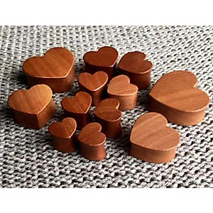 Lobal Domination PAIR of Heart Organic Red Cherry Wood Ear Plugs Earlets Gauges (1/2" (12mm))