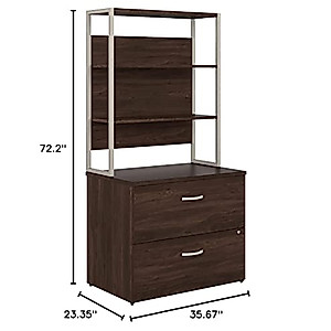 Bush Business Furniture Hybrid 2 Drawer Lateral File Cabinet with Shelves, Black Walnut