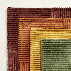 Topfinel Burnt Orange Fall Decorative Throw pillows covers 18x18 Inch Set of 4,Rustic Corduroy Striped Splicing Yellow Green Orange Pillowcase Home Decor,Square Cushion Covers for Couch Sofa Bed