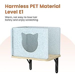 Bodato Cat Wall Shelves Set, Cat Wall Climbing Furniture - 7 Wooden Steps,1 Condo House and 2 Fish Shape Scratcher Included