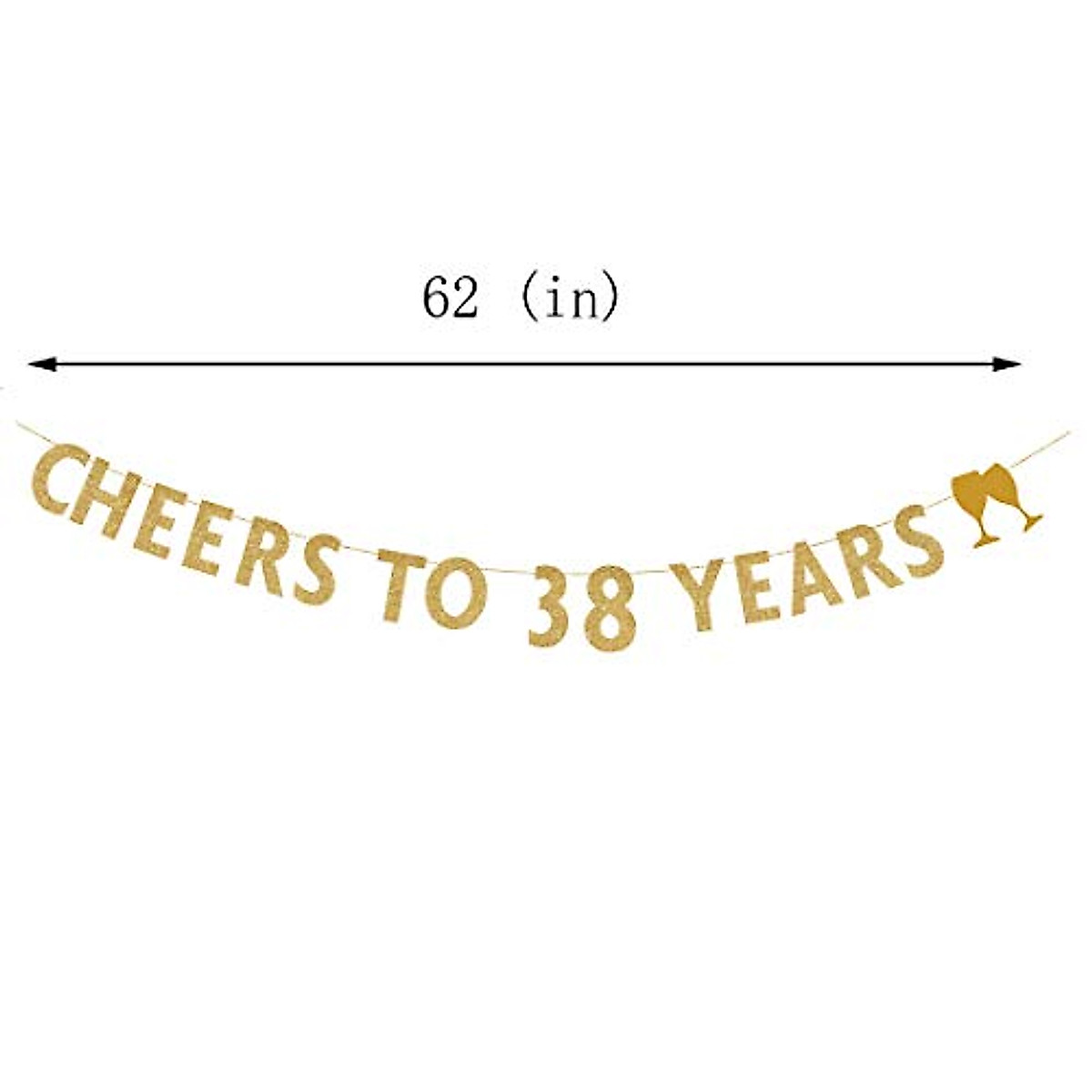 MAGJUCHE Gold glitter Cheers to 38 years banner,38th birthday party decorations