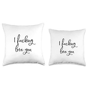 Funny Gift For Husband Wife - ElizaDesigns I Fucking Love You-Swear Word Girlfriend Boyfriend Sweary Throw Pillow, 16x16, Multicolor