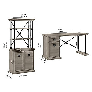 Bush Furniture Coliseum Designer Desk Set with Office Chair, 60W, Driftwood Gray