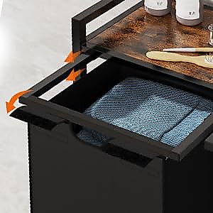 AMHANCIBLE Double Laundry Hamper, 2 Section Laundry Basket, Laundry Room Storage and Organization, Clothes hamper with Table, for Bathroom, Bedroom, Restroom, Rustic Brown HLS02BR